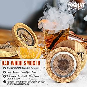THOUSAND OAKS BARREL Foghat Cocktail Smoker W/ Bourbon Barrel Wood Shavings-Infuse Cocktails, Wine, Whiskey, Cheese, Meats, Dried Fruits, Salt and More!-Smoking Glass Cloche Accessories