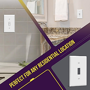ENERLITES Light Switch Cover Plate, Toggle Wall Plate Cover, Size 1-Gang 4.50" x 2.76", Unbreakable Polycarbonate Thermoplastic, 8811-W-10PCS, White (10 Pack)