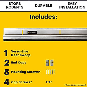Xcluder 48" Versa-Line Door Sweep, Mill Aluminum Finish – Seals Out Animals, Easy to Install, Maximum Adjustability; Under-Door Seal; Chew Proof