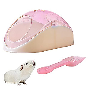 Gralara Transparent Hamster Sand Bath Container Cages High Capacity Litter Room Small Animal Bath Box for Gerbil, Squirrel, Chinchilla, Hedgehog, Pink
