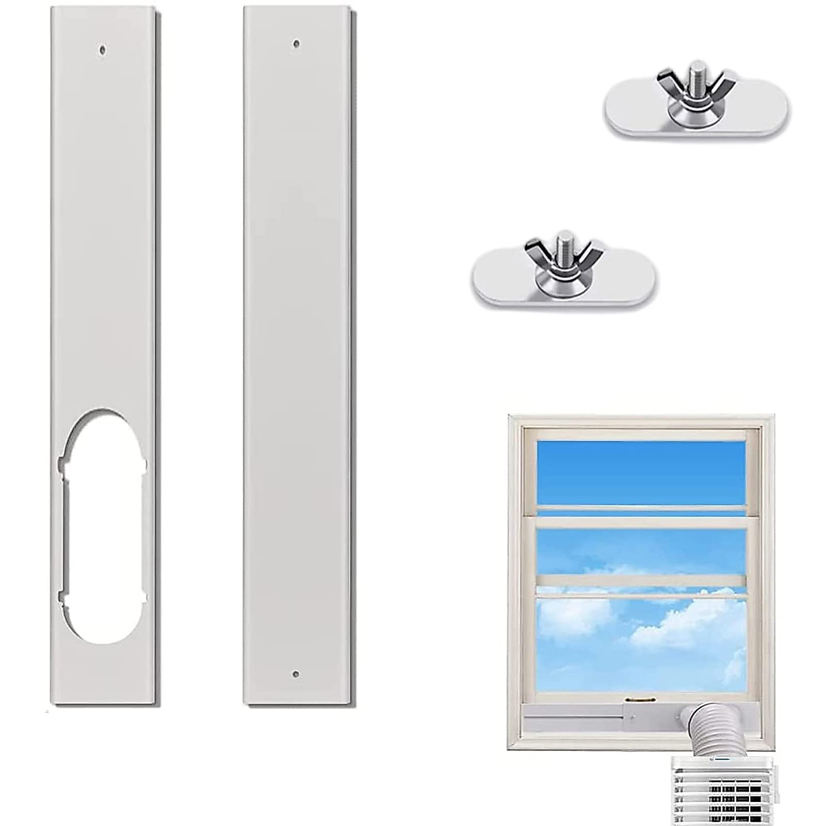 Portable Air Conditioner Window Kit Adjustable Window Slide Kit Plate,Window Seal for AC Unit Air Conditioner Accessories Portable AC Vent Kit for Exhaust Hose (2pcs Window Slide Kit Plate)