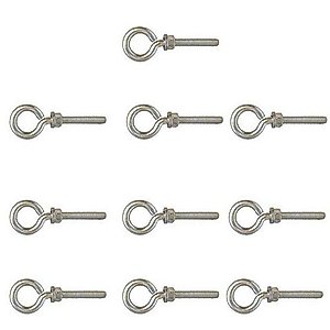 10 Pieces Fully Threaded 5/16 Inch x 2 Inch Stainless Steel Marine Turned Eye Bolt Nut and Washers