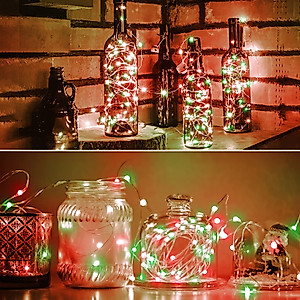 Smacen Led Fairy Lights Battery Operated, 16.4FT Red and Green Christmas String Lights,Battery Powered Copper Wire Starry String Lights for Wedding,Party,Bedroom, Christmas Decor (Red & Green, 16.4)
