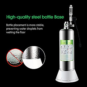 ZRDR Co2 Generator System 2L with Pressure Gauge Automatic Pressure Relief Valve Bubble Counter for Aquarium Plants，Stable Output Sent Steel Bottle Base