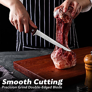 TAN REN Boning Knife 6 Inch, Stainless Brisket Trimming Knife with Sheath, Flexible Curved Boning Knife for Meat Cutting, Butcher Trimming Knife, Meat Trimming Knife for Brisket