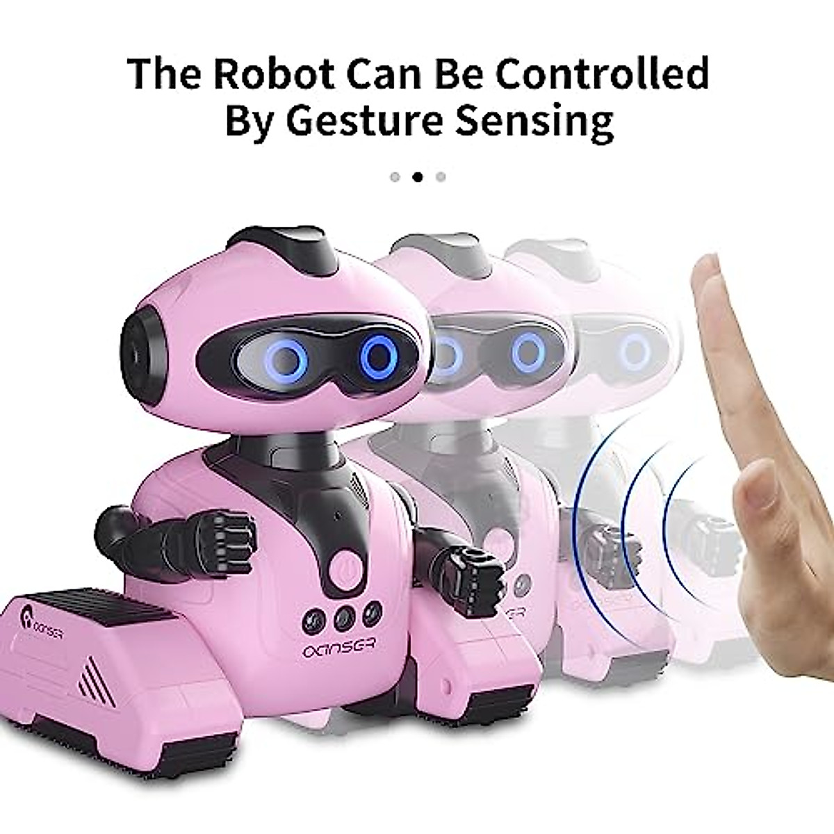 ACECHUM Emo Robot Toys for Kids, Rechargeable Remote Control Smart Robots with Gesture Sensing, Fun Recording and Shining LED Eyes, Toys for 3 4 5 6 7 8-12 Year Old Boys Girls Gifts (Pink)