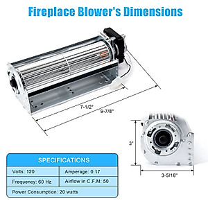 Grillfired GFB100 Fireplace Blower Fan for Pleasant Hearth Vent Free Ventless Gas Fireplace Stove, GFB100 Vent-Free Fireplace Blower for Pleasant Hearth VFF-PH32DR VFF-PH26D VFF-PH32LP VFF2 PH32DRB