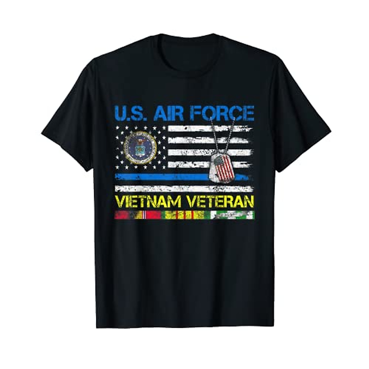 Men U.S Air Force Vietnam Veteran, USAF Veteran Flag Vintage T-Shirt
