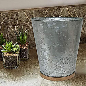 nu-steel CFT8H Confetti Collection Wastebasket Perfect for Home & Bathroom Accessories, Galvanised Sheet and Wood