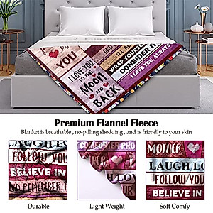 Valentines Day Gifts for Mom, Blanket for Mom Gifts, Mom Birthday Gifts, Presents for Mom from Son, Best Mom Ever Blanket, Super Soft Flannel Throw Blanket 60" × 50" (Purple)