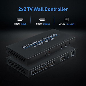 Mcbazel Video Wall Controller 2x2, TV Wall Processor Support 7 Display Modes - 2x2/ 1x2/ 1x3/ 1x4/ 2x1/ 3x1/ 4x1, HDMI Input 4K & Output 1080P
