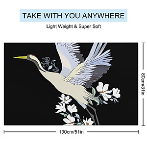 Bird Crane White Stork Microfiber Absorbent Lightweight Beach Towels Fast Dry Oversized Sand Free Beach Blanket 31x51in for Swimming Camping Travel Gym and Yoga