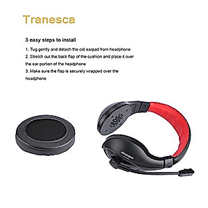 Tranesca Leather Replacement earpad/Ear Cushion/Ear Cover for Big OVEREAR Headphones (Fits a Great Variety of Headphones) - Black