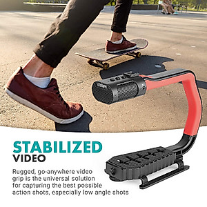 Sevenoak MicRig Universal Video Grip Handle with Integrated Stereo Microphone, Windscreen, and Shoe Extender Bracket for DSLR Cameras, iPhone, Android Smartphones and GoPro (Red)