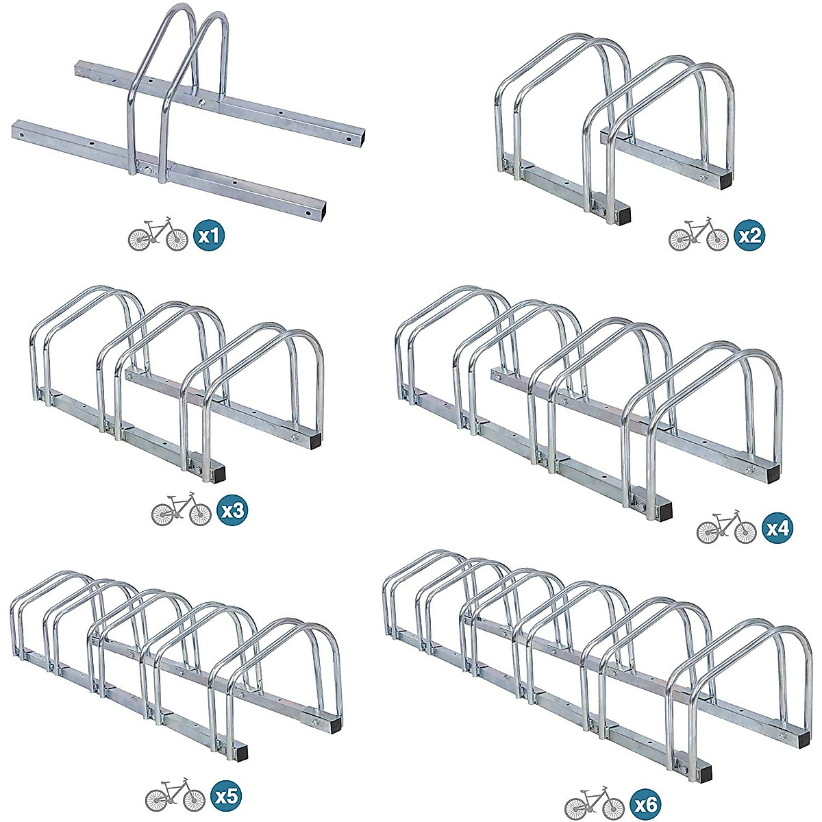 ZENY 1-6 Bike Rack Bicycle Floor Parking Stand for Mountain Bike Road Bike Indoor Outdoor Garage Adjustable Bicycle Storage Organizer Stand