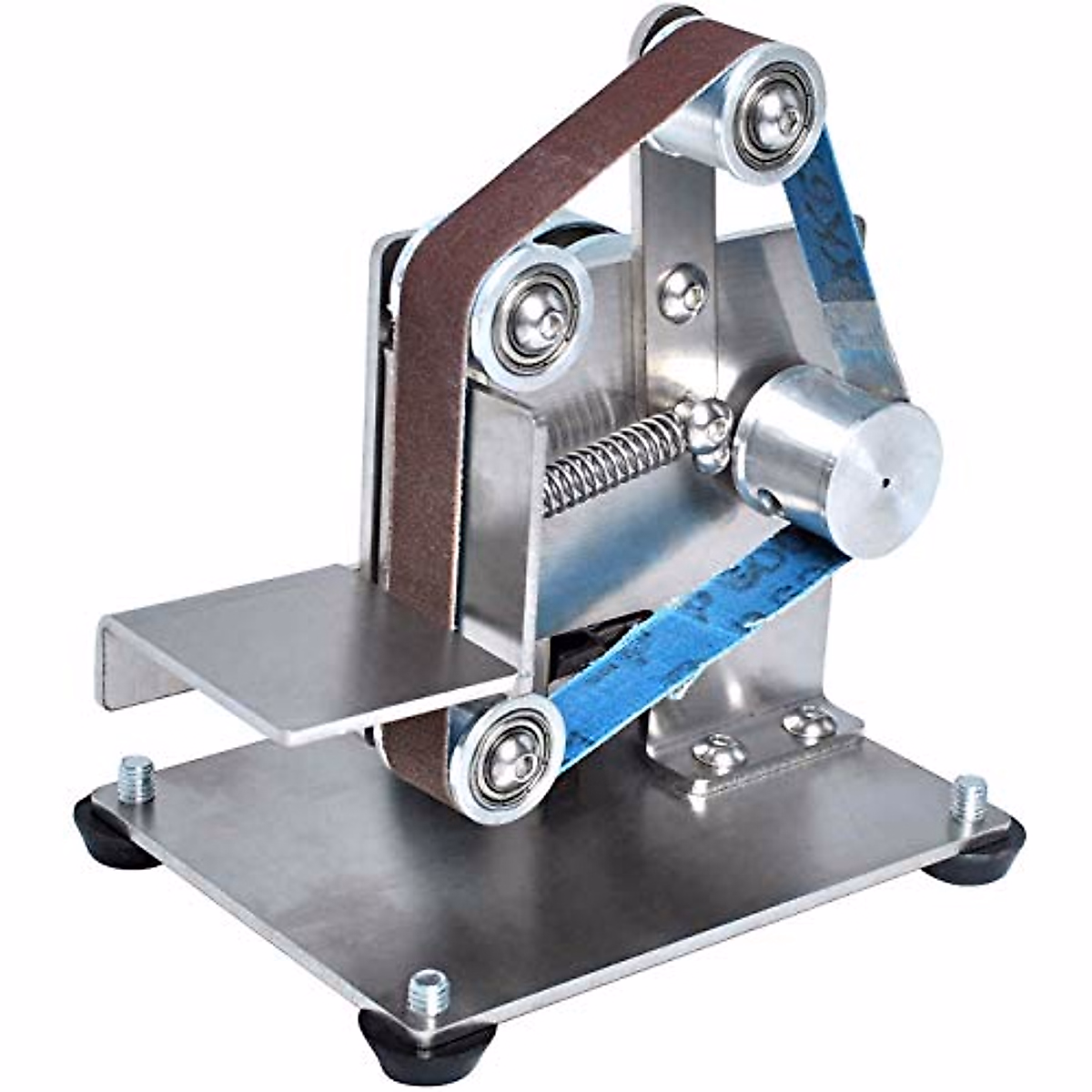 Podoy 𝙐𝙥𝙜𝙧𝙖𝙙𝙚𝙙 Mini Belt Sander Electric DIY 7 Speed Adjustable Control Small Grinder Sharpener Polisher Machine 110V with 10 Belts for Metal Knife Wood Polishing