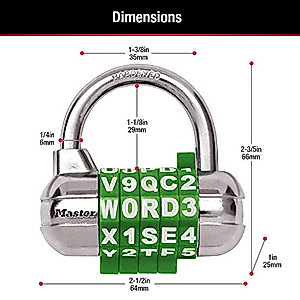 Master Lock Word Combination Lock, Set Your Own Word Combination Lock for Gym and School Lockers, Colors May Vary, 1534D