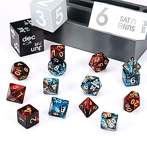 14 Pieces 7-die Dice Set Polyhedral Dice Compatible with Dungeons and Dragons with Black Pouch