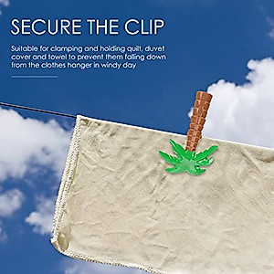 Cabilock 2pcs Beach Towel Clips Palm Tree Shape Towel Clamps Fixing Clips Powerful Beach Pool Lounge Chair Clips Quilt Clips Clamps