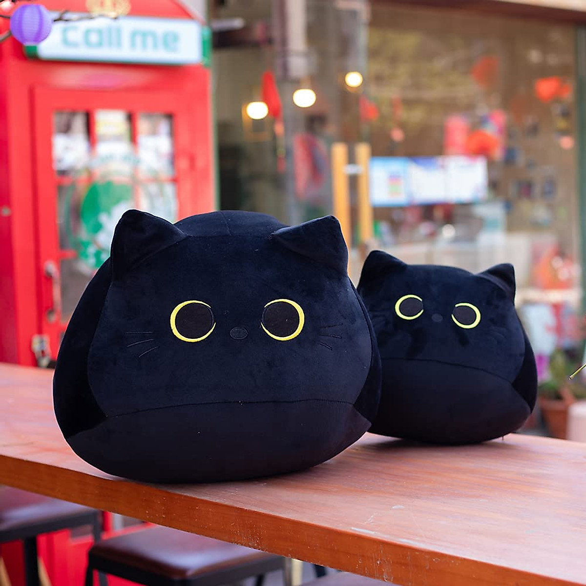 SecretCastle Black Cat Plush Toy Pillow Soft Plush Doll Cat Plushie Cat Pillow,Stuffed Animal Lifelike Toys (7.8‘’/20 cm)