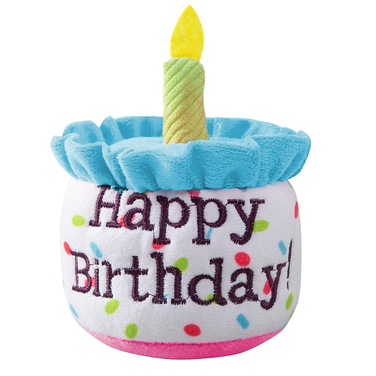 Ushang Pet Happy Birthday Cake Catnip Toys, Birthday Cake Shaped Chew Toys for Kitten Funny Cats Gifts Plush Cat Birthday Party Toys, Blue