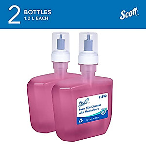 Scott Professional Foam Hand Soap with Moisturizers (91592), 1.2 L, Foaming, Pink, Floral Scent, Automatic Refills, for Kimberly-Clark Professional ICON Dispensers (2 Bottles)
