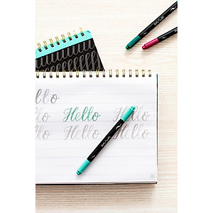 Kelly Creates Dual Tip Brush Pens, 10 Pack, American Crafts, Fine Tip, Large Tip, Lettering, Calligraphy, Coloring, Drawing, Multicolor, Brush Markers