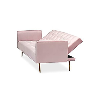 Tufted Upholstered Velvet Modern Futon Loveseat Sleeper Sofa Bed Convertible Couch Daybed,Folding Sofá Beds Recliner,Small Love Seat 2-Seat Couches with Toss Pillows&Metal Legs for Living Room