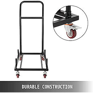 VEVOR Folding Chair Dolly, 39.4"L x 20"W x 43.7"H L-Shaped Steel Foldable Storage Cart, 2 Swivel Casters with Brakes & 2 Fixed Straight Casters, for Commercial Home Kitchen Folding Chairs Transport