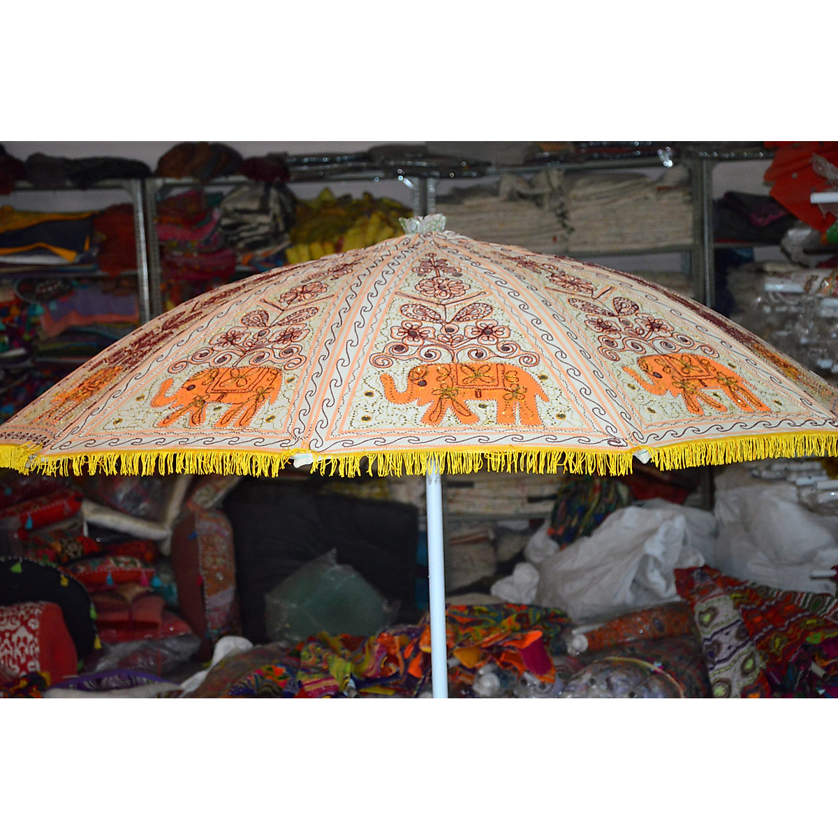 Garden beach patio umbrella parasol sun shade protection-Garden Umbrella Parasol Large, Handmade Large Outdoor, large garden umbrellas outdoor Diameter: 228 cm (Orange Elephant Design)
