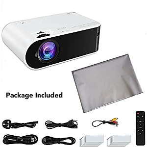 Mini Projector with Projector Screen, BACAR 6000 Lux Portable Projector Support 1080P HD 200" Display Compatible with HDMI USB VGA AV TF iOS & Android PS5 Home Projector Stand Carry Case Included