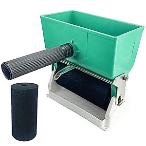 6 Inch Portable Glue Applicator Roller with Paint Bucket Handheld Manual Adhesive Glue Spreader with 2 Foam Wheels for Carpenter Woodworking, 10.5oz(320ml)