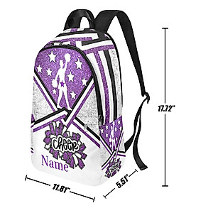 CUXWEOT Personalized Cheerleaders Cheer Purple Color Print Backpack with Name Custom Travel Daypack Bag for Man Woman Gifts