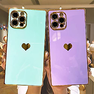 Tzomsze Compatible for iPhone 13 Pro Case Square,Cute Aesthetic Full Camera Protection & Electroplate Reinforced Corners Shockproof Edge Bumper Silicone Case [6.1 inches] -Candy White