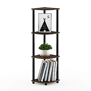 Furinno Turn-N-Tube 4-Tier Corner Display Rack Multipurpose Shelving Unit, Columbia Walnut/Black