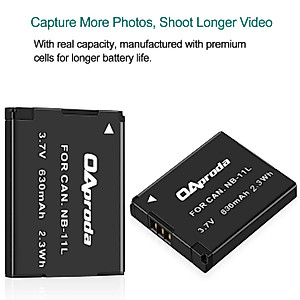 OAproda 2 Pack NB-11L Battery and USB Charger for Canon PowerShot ELph 180, Elph 360, ELph 190, Elph 110, Elph 130, Elph 135 is, Elph 150 is, SX420 is, SX410 is, SX400 is, A4000 is