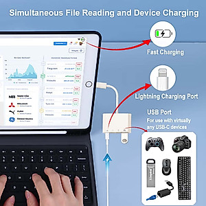 Hongwei SD Card Reader for iPhone with Lightning Ports, Memory Card Reader with Charging Port, Trail Game Camera Card Viewer Adapter, Plug and Play