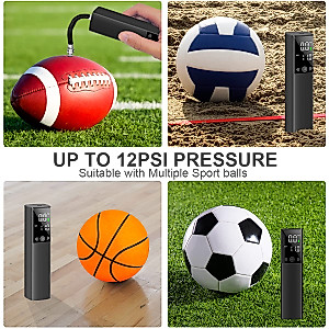 WEEFEESTAR Electric Ball Pump Ball Air Pump for Sports Balls with 2 Needles & 1 Nozzle Fast Ball Inflator for Basketball, Soccer, Volleyball, Rugbyball