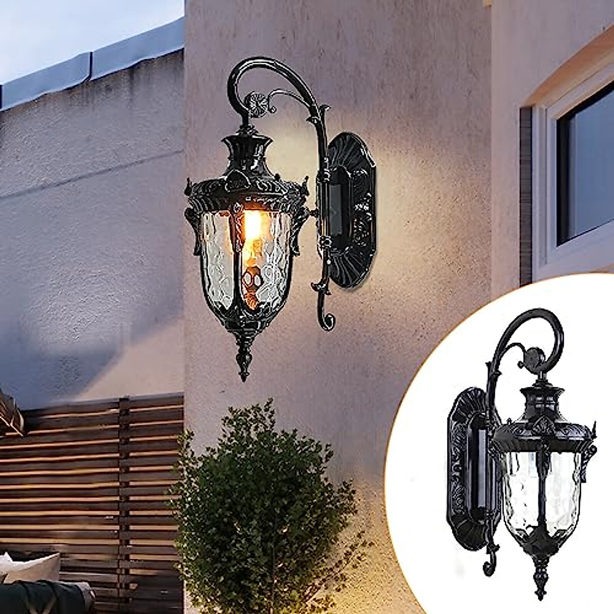 Bazargame Outdoor Wall Lantern,Outdoor Lighting Lantern Lamp,Dusk to Dawn Sensor Outdoor Wall Sconce,for Courtyard Garden House Garage Entrance