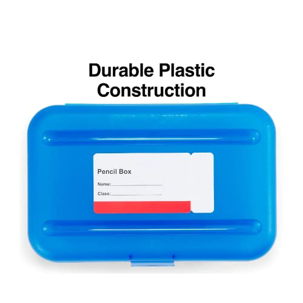 1InTheOffice Pencil Box, Translucent Blue, Plastic School Pencil Boxes, 4 Pack