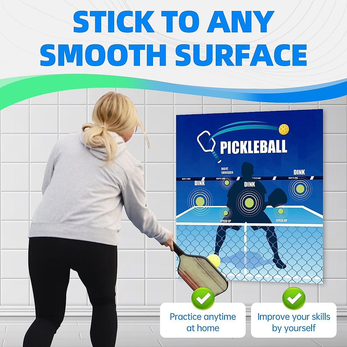 Dink Master Pickleball Practice Board-Wall Pickleball Rebounder Training Aid-Quickly Practice Your Forehand,Dink Shot and Volley and Improve Your Pickleball Game-2.7ft*2.4ft
