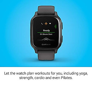 Garmin 010-02427-00 Venu Sq, GPS Smartwatch with Bright Touchscreen Display, Up to 6 Days of Battery Life, Slate Aluminum Bezel with Shadow Gray Case and Silicone Band, Slate Band
