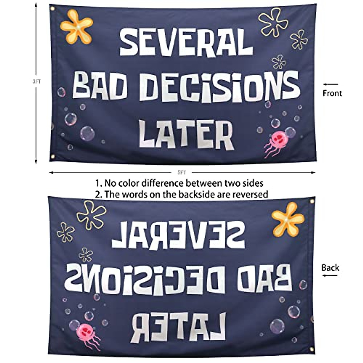 ZKflager Several Bad Decisions Later Flag Cool Funny Flags For Room Guys Meme Flags Banner 3x5 Feet College Dorm Bedroom Wall Man Cave Frat