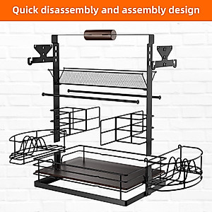 Grill Caddy BBQ Caddy with Paper Towel Holder Kitchen Organization Outdoor Camping Condiment Picnic Accessories Storage Organizer Easy to Disassemble Rv Barbecue Utensil Holder Upgraded Version