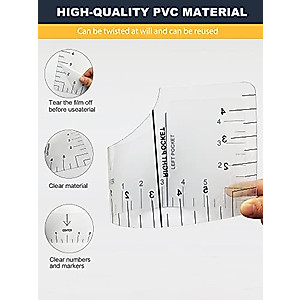 9 Pcs Tshirt Ruler Guide for Vinyl Alignment and Sublimation Blanks,Craft Sewing Supplies Accessories Tools for Heat Press HTV Heat Transfer Vinyl (Transparent)