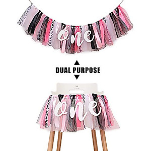 Wahawu Cow Print Birthday High Chair Banner - First Birthday Highchair Banner , Pink Cow Banner for 1st Birthday , Holy Cow Im One Birthday Decorations Girl , Farm One Birthday Decorations