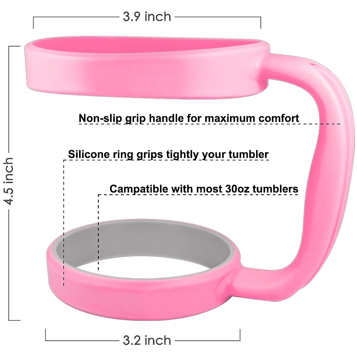 3 Pack 30oz Tumbler Handles, DanziX Mug Handle or Cup Holder Replacement- Black, Pink,Blue