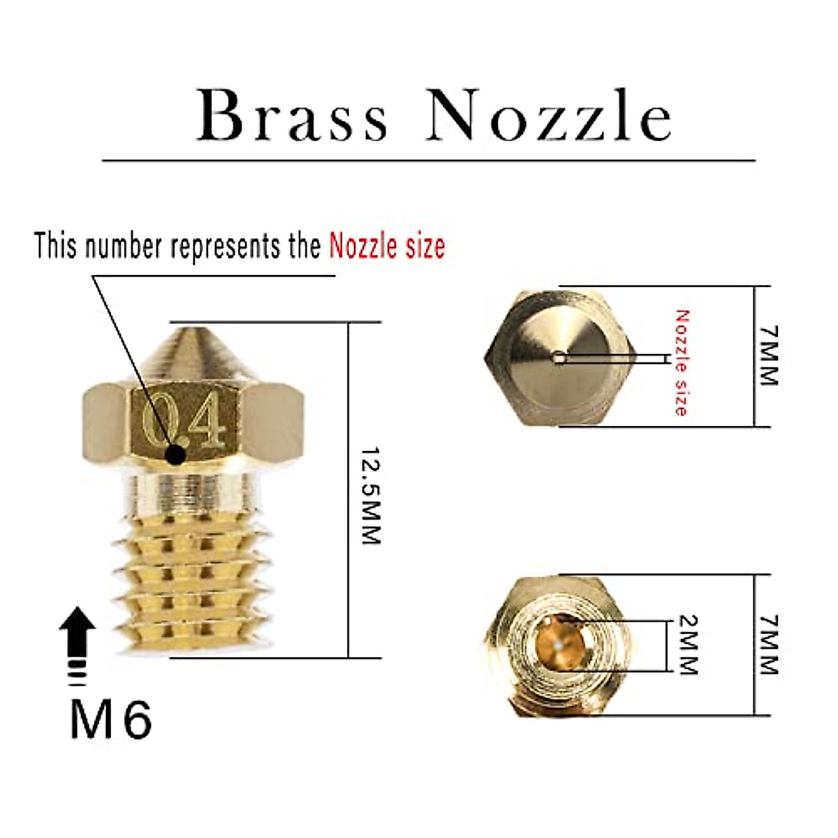 XIFOWE Nozzles 22 pcs 3D Printer Brass Nozzles for V5-V6 3D Printer, 0.2mm, 0.4mm, 0.6mm, 0.8mm, 1.0mm, with DIY Tools and A Ten-Grid Parts Box, Compatible with I3 A8 MK3/MK3S Clone