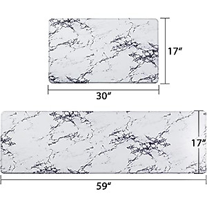 Asvin Kitchen Mat Set of 2 Pieces, Anti Fatigue Cushioned Kitchen Rug for Floor, Non-Slip PVC Waterproof Heavy Duty Sink Mat for Home, Office, Laundry, 17"x30"+17"x59"