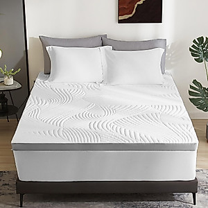 Ivellow Memory Foam Mattress Topper Queen Size Cooling 3 Inch Gel Mattress Pad Cover with 8"-21" Deep Pocket for Back Pain Queen